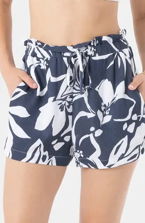 Roxy Crinkled Cover-up Shorts - Mood Indigo