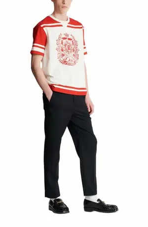 Balmain Varsity T-shirt With Écusson Print - Red