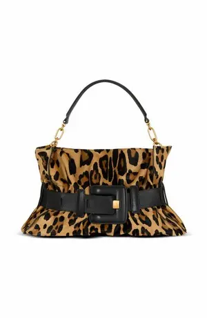 Balmain Anthem Medium Leopard Print Shoulder Bag - Brown