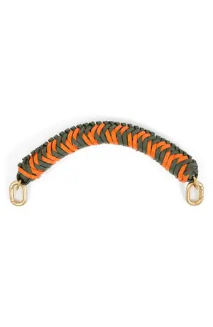 Clare V. Braided Leather Top Handle - Army/neon Orange