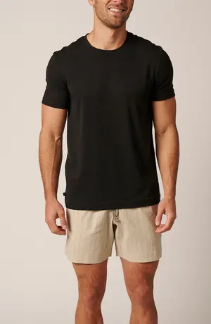 LEISURE LAB Linen Blend Shorts Striped Sand
