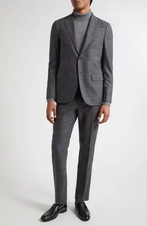 Boglioli B-line Windowpane Check Virgin Wool Suit - Grey