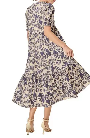 English Factory Floral Print Tiered Midi Dress