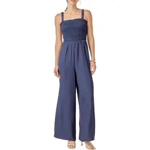 English Factory Sleeveless Smocked Jumpsuit - Navy