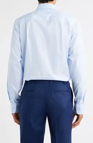 David Donahue Trim Fit Super Fine Twill Dress Shirt - Sky