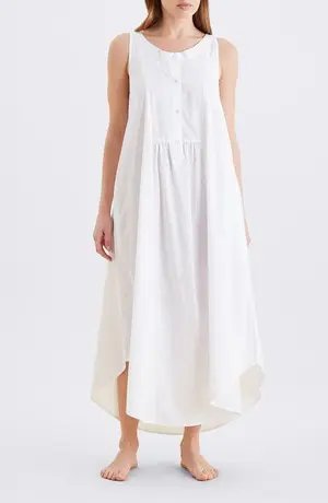 PAPINELLE Madison Button-up Maxi Nightgown White