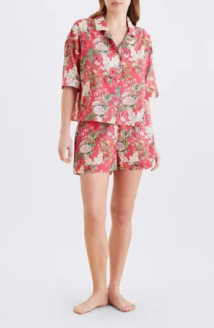 PAPINELLE Clara Cotton Voile Short Pajamas - Geranium