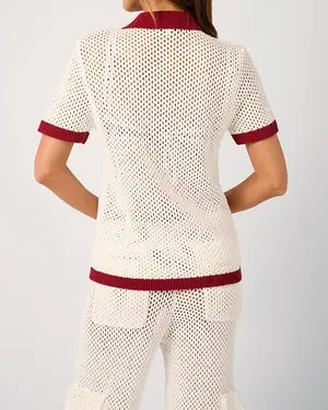 WeWoreWhat Oversized Crochet Knit Button-up Shirt