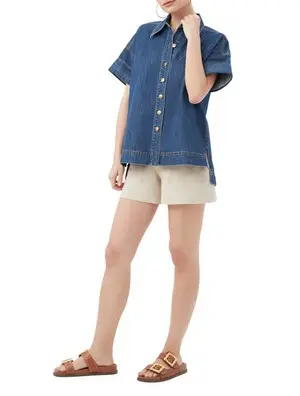 Trina Turk Denim Button-up Top
