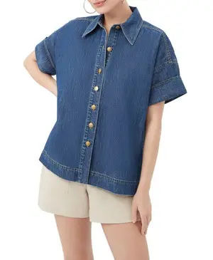Trina Turk Denim Button-up Top