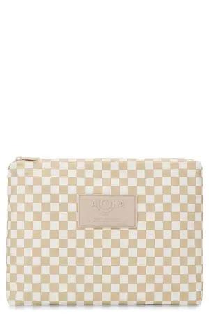 ALOHA COLLECTION Mid Petite Check Zip Pouch - Latte