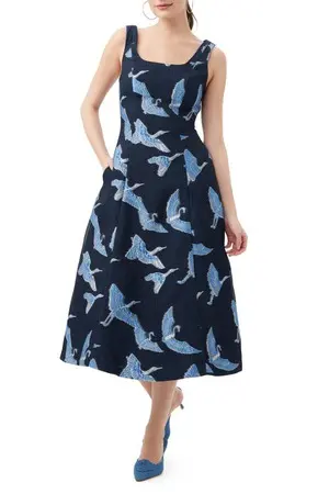 Trina Turk Valor Crane Midi Dress - Ink Multi