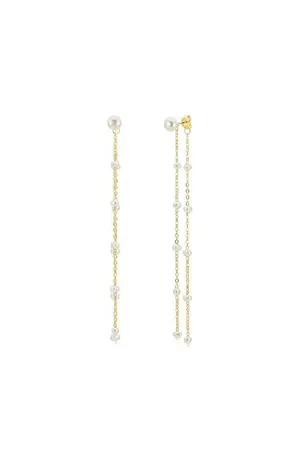 UNTAMED PETALS Lara Pearl Drop Earrings - Gold