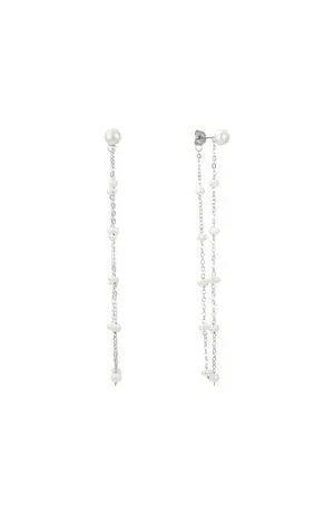 UNTAMED PETALS Lara Pearl Drop Earrings - Silver