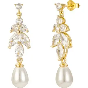 UNTAMED PETALS Leo Pearl And Crystal Drop Earrings - Gold