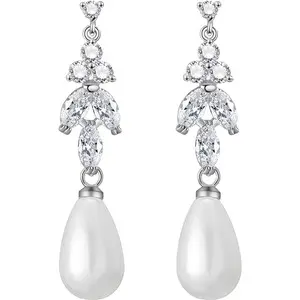 UNTAMED PETALS Leo Pearl And Crystal Drop Earrings - Silver