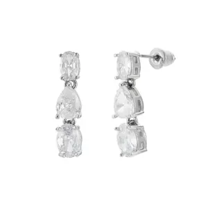 UNTAMED PETALS Baha Crystal Drop Earrings - Silver
