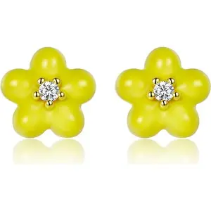 ANNA ZUCKERMAN Petit Daisy Stud Earrings Yellow/yellow Gold