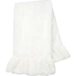 LAMBS & IVY Signature Ruffled Lux Minky/jersey Chevron Baby Blanket - White