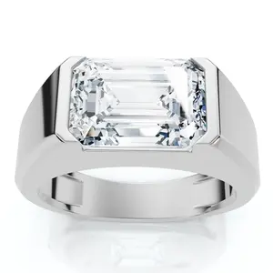 BLISS DIAMOND 3ct Emerald Cut Lab Grown Diamond Ring - 14k White Gold