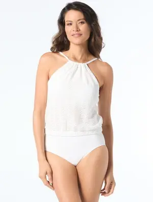 COCO CONTOURS Demeter High Neck Bra Sized Tankini Top - White