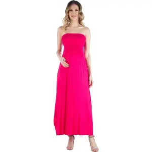 24SEVEN COMFORT APPAREL Maternity Sleeveless Maxi Dress - Pink