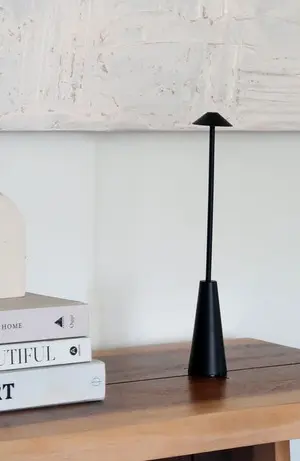 BRIGHTECH Enoki 12" Portable Usb-rechargeable Led Bistro Table Lamp With Slim Matte Black Stem And 3-way Touch Dimming
