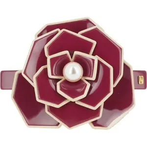 Alexandre De Paris Art Deco Camelia Flower Hair Barrette - Burgundy