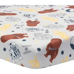 LAMBS & IVY Star Wars Millennium Falcon Fitted Crib Sheet - Grey