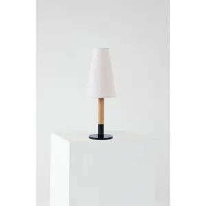 BRIGHTECH Arthur 18" Led Table Lamp With Wood Accent And Classic Silhouette - Cream