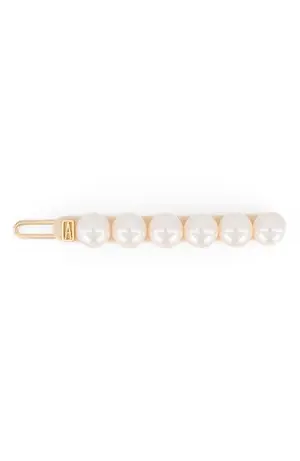 Alexandre De Paris Pearl Barrette Hair Clip - Beige
