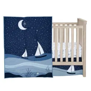 LAMBS & IVY Little Skipper 3-piece Crib Bedding Set - Blue