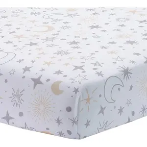 LAMBS & IVY Goodnight Moon 100% Cotton Fitted Crib Sheetmoon/stars - White