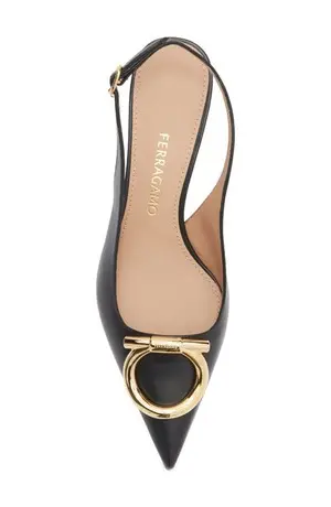 FERRAGAMO Sara Kitten Heel Slingback Pump - Nero