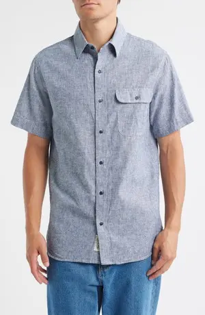 SCHOTT Linen & Cotton Button-up Work Shirt