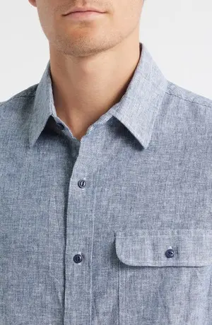 SCHOTT Linen & Cotton Button-up Work Shirt