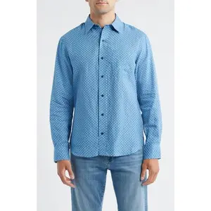 SCHOTT Calico Print Linen Button-up Shirt