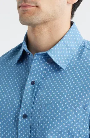 SCHOTT Calico Print Linen Button-up Shirt