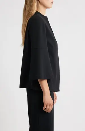 Ming Wang Deco Crepe Flare Sleeve Jacket
