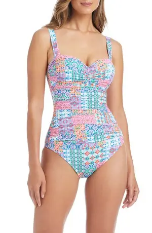 ROD BEATTIE Shirred Underwire One-piece Swimsuit - Multi Pink