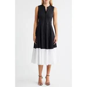 Halogen Colorblock Sleeveless Cotton Dress