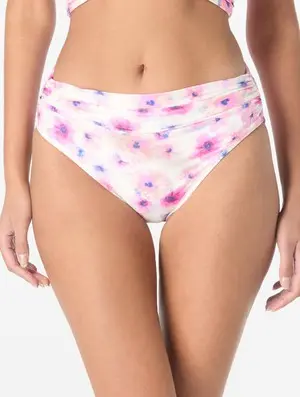 Carmen Marc Valvo Carmen Marc Valvo Shirred Bikini Swim Bottom White