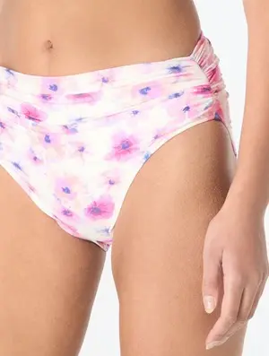 Carmen Marc Valvo Shirred Bikini Swim Bottom - White