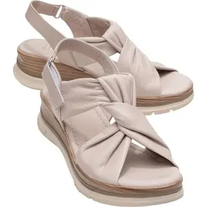 FOREVER & ALWAYS SHOES Oara Leather Sandal - Light Beige Leather