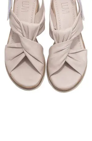 FOREVER & ALWAYS SHOES Oara Leather Sandal - Light Beige Leather