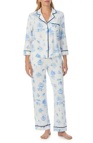 Kate Spade New York Print Pajamas - White/blue Print