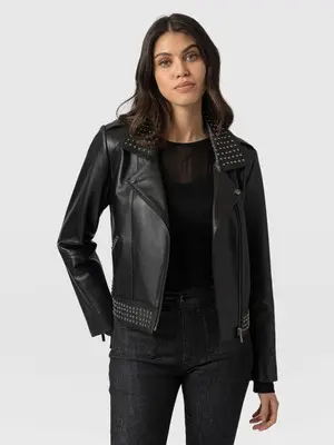 SAINT + SOFIA Bonham Studded Biker Jacket