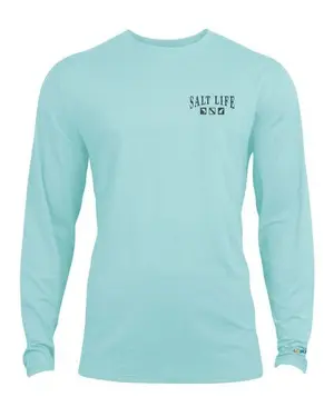 SALT LIFE Long Sleeve Performance Tee - Lt Aruba Heather
