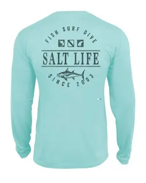 SALT LIFE Long Sleeve Performance Tee - Lt Aruba Heather