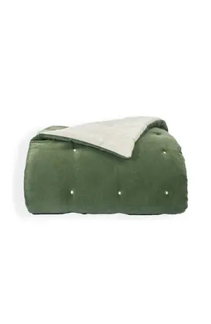 CHRISTY Jaipur Luxury Cotton Velvet Quilted Throw - Olive